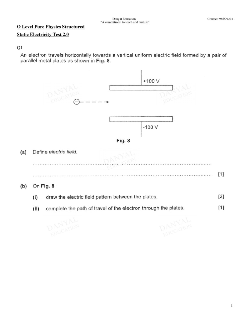 Pure Physics Structured Static Electricity Test 2.0 | PDF