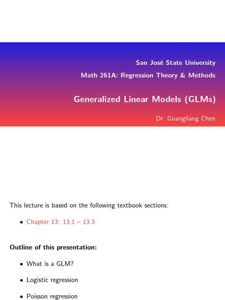 Ch13slides Generalized Linear Models | PDF | Logistic Regression | Linear Regression