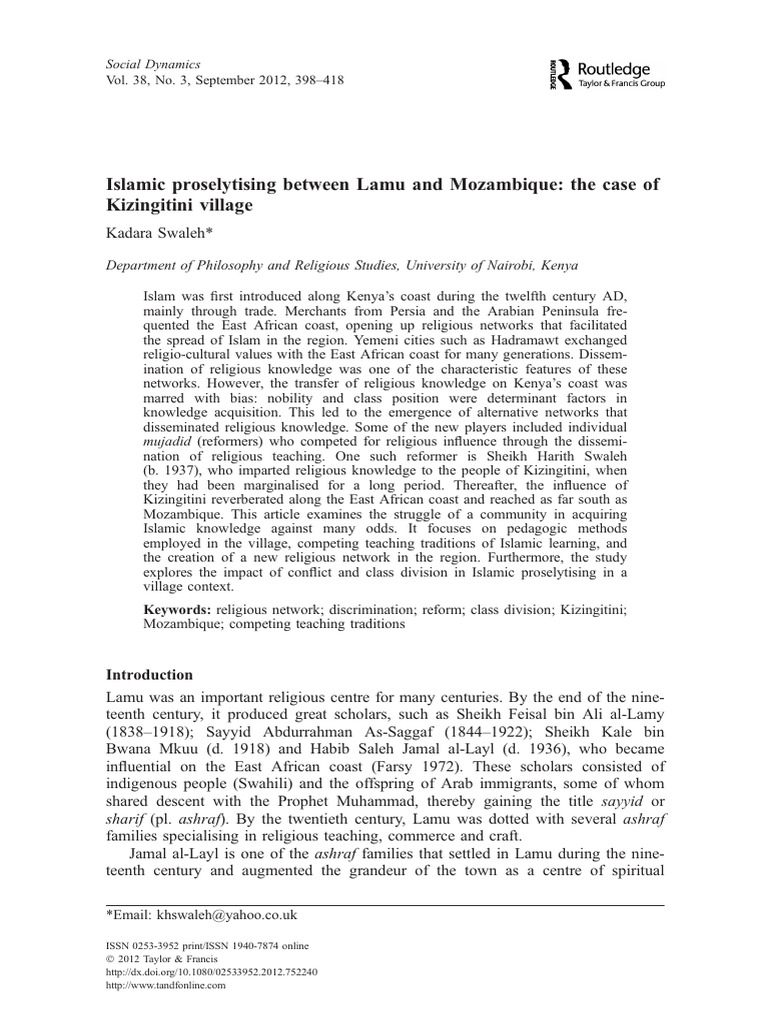 Islamic Proselytising Between Lamu and M | PDF | Constructivism ...