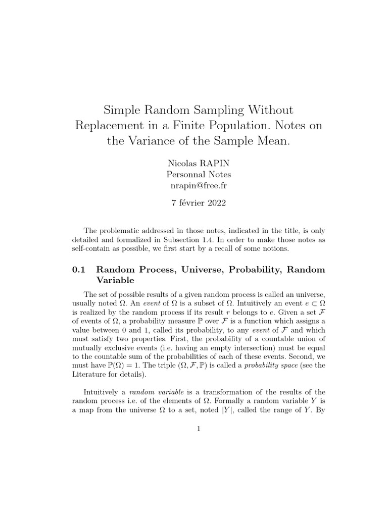 Var Mean Sample | PDF | Variance | Set (Mathematics)
