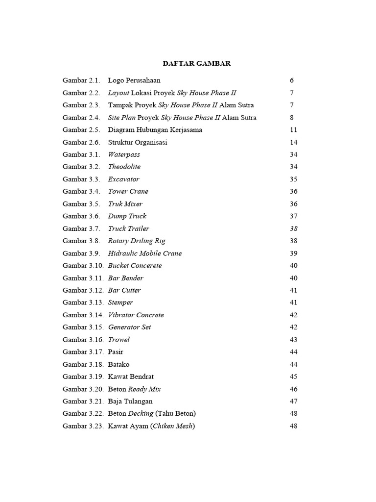 Daftar Gambar | PDF | Crane (Machine) | Civil Engineering