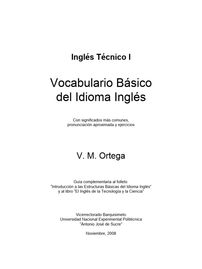 Vocabulario Basico Ingles Espanyol PDF | PDF