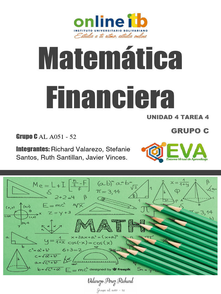 Matematica Financiera Tarea 4 Grupal RICHARD V. | PDF | Bancos | Business