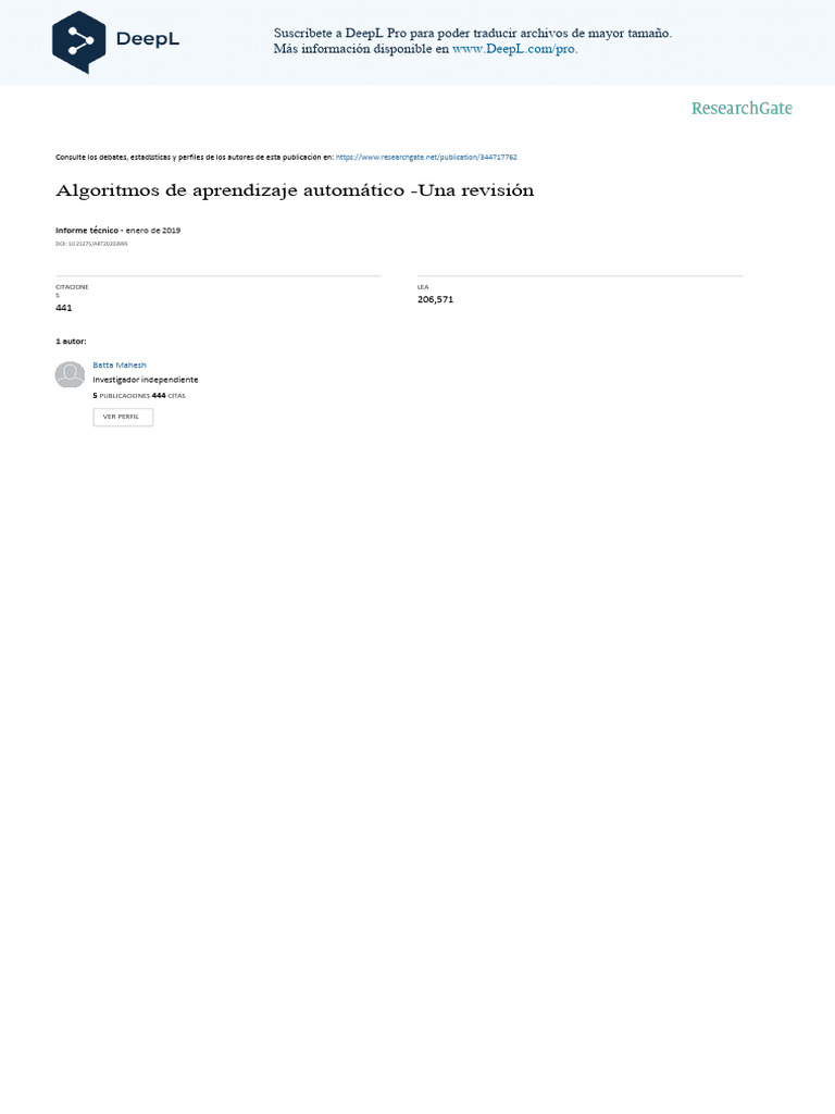 Machine Learning Es | PDF | Red neuronal artificial | Aprendizaje ...