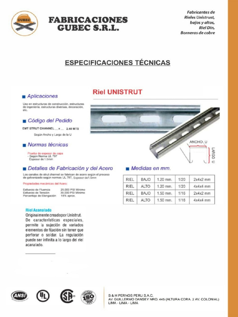 F.T Riel Unistrut | PDF