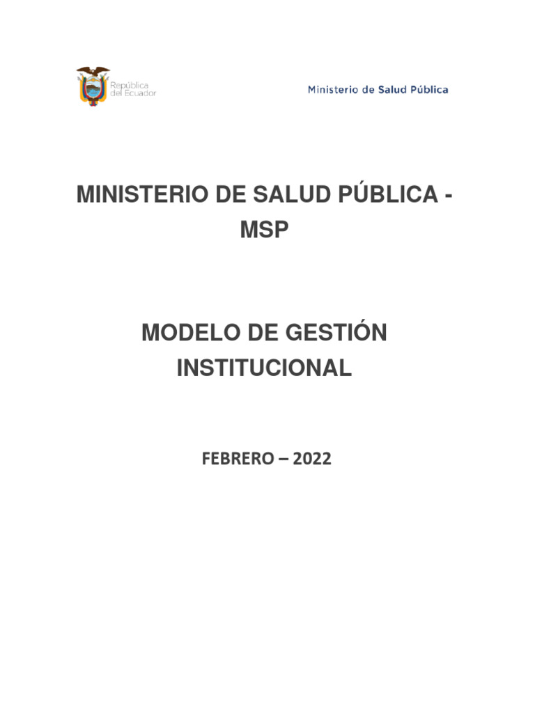 Modelo de Gestiขn Institucional MSP 2022 | PDF | Planificación | Ministerio (Departamento de ...