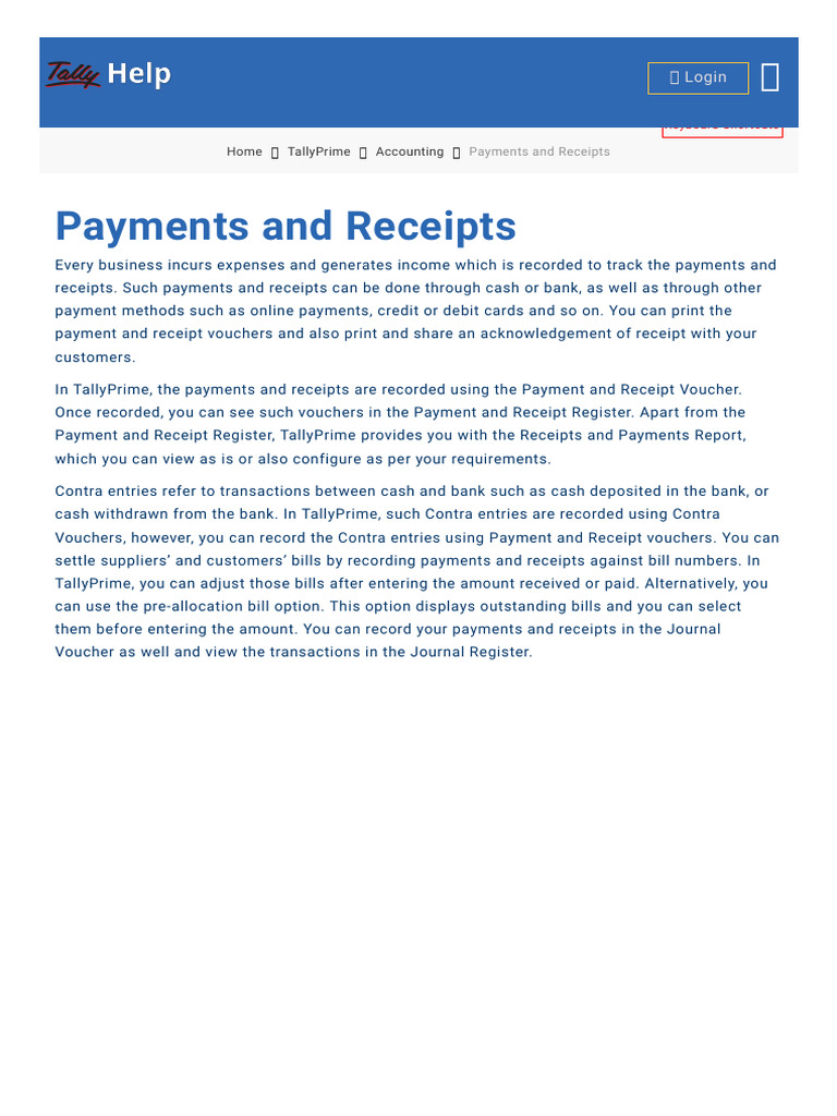 Payments and Receipts Tally | Download Free PDF | Debits And Credits ...