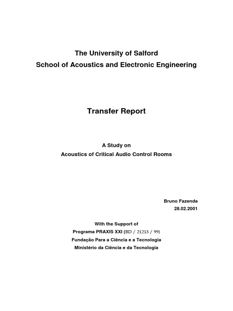 A Study On The Acoustics of Control Room | PDF | Loudspeaker | Sound