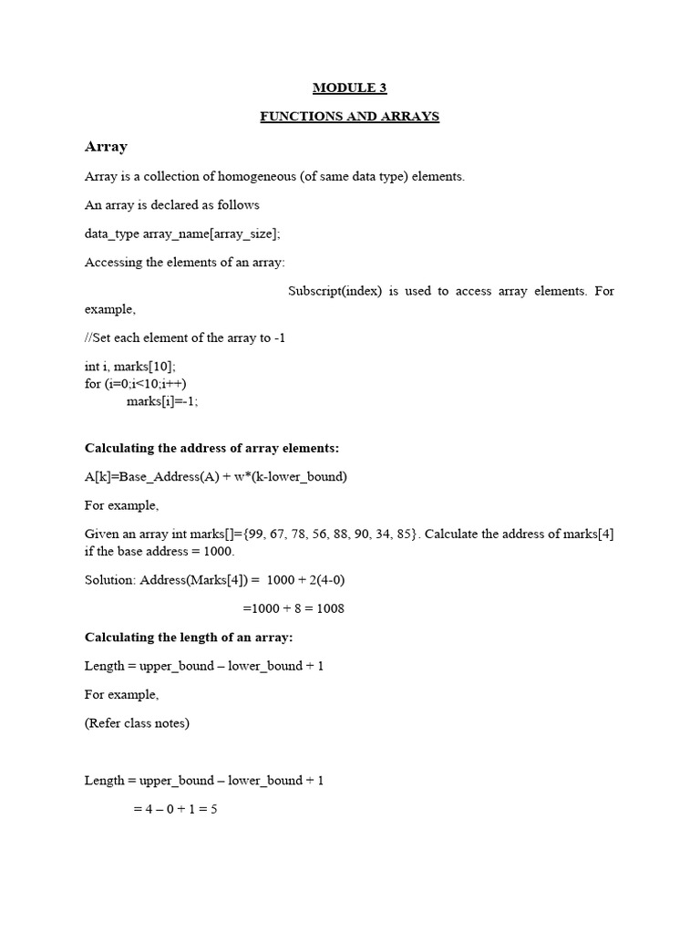 Module 3 Notes Of Intruduction To C Programming Pdf Parameter Computer Programming Scope