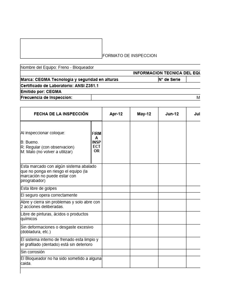 Formato de Inspeccion Equipos(2) | PDF