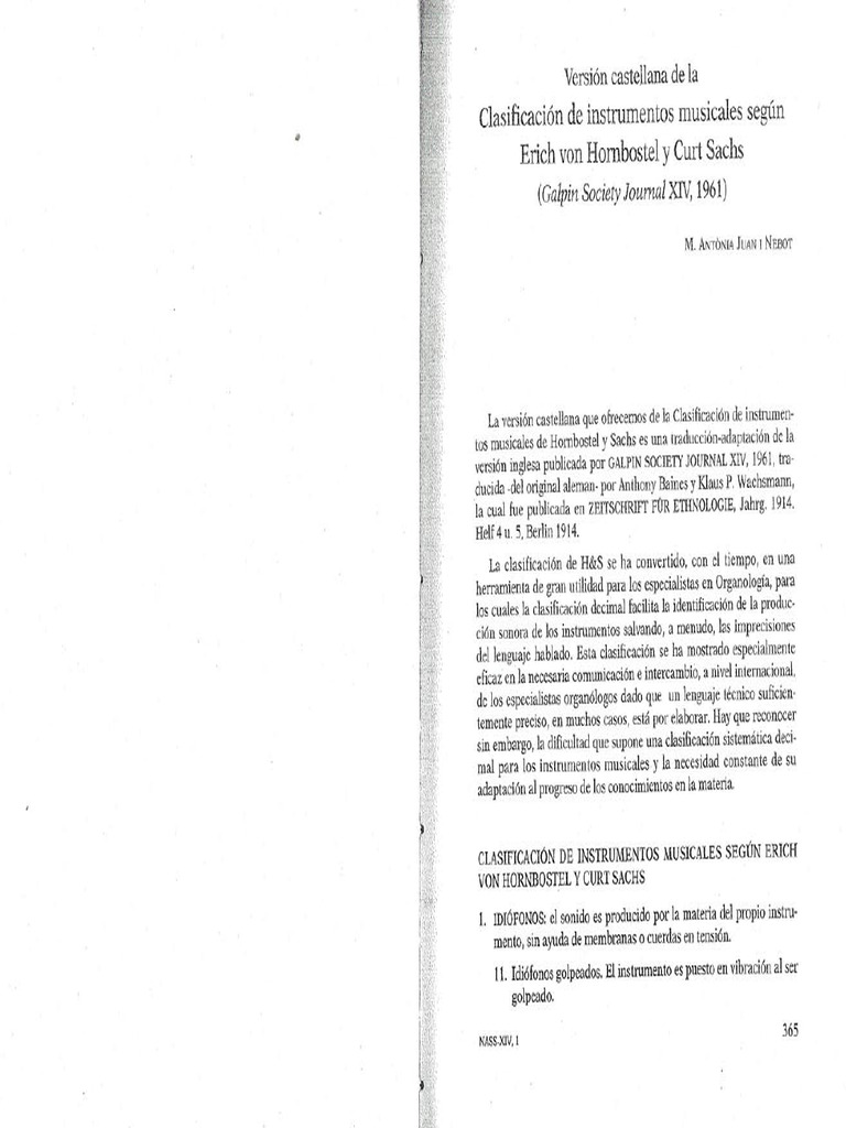 Hornbostel y Sachs | PDF