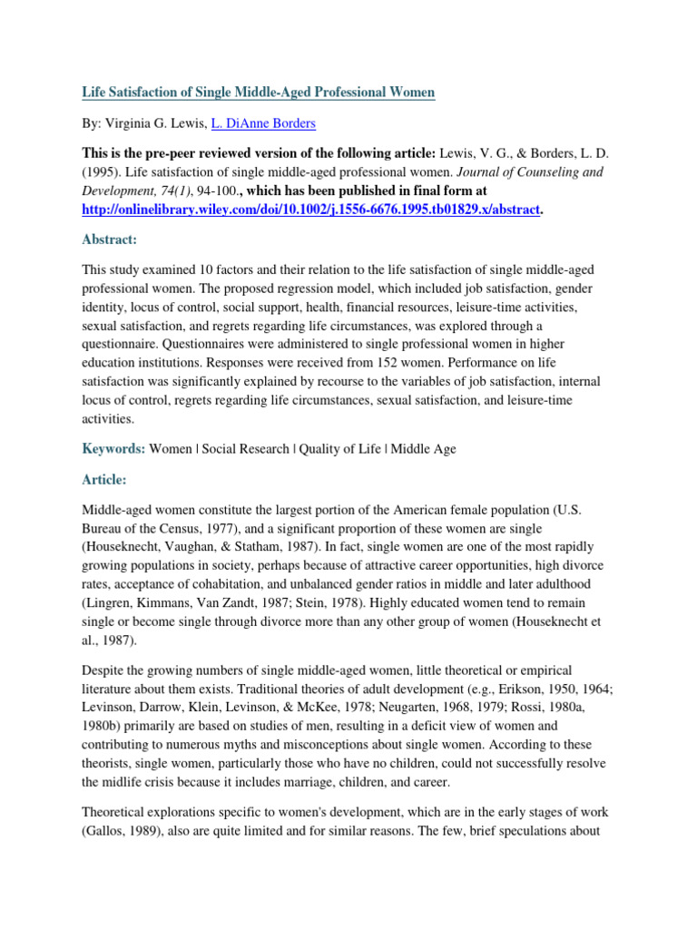 L Borders Life1995 | PDF | Job Satisfaction | Cronbach's Alpha