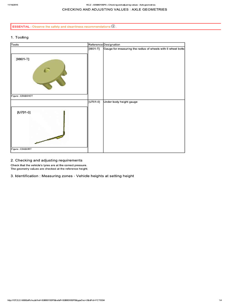 RCZ - B3BB010SP0 - Checking and Adjusting Values - Axle Geometries | PDF