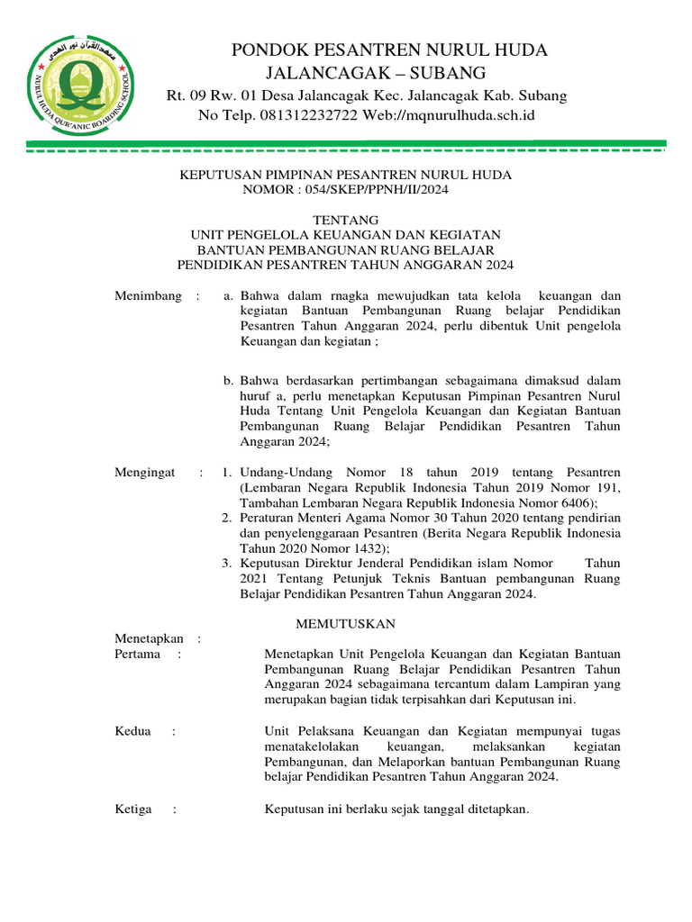 SK Panitia Upk2b RKB 2024 | PDF