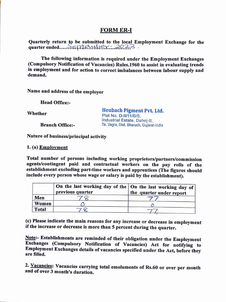 Form ER-1 | Download Free PDF | Employment | Business