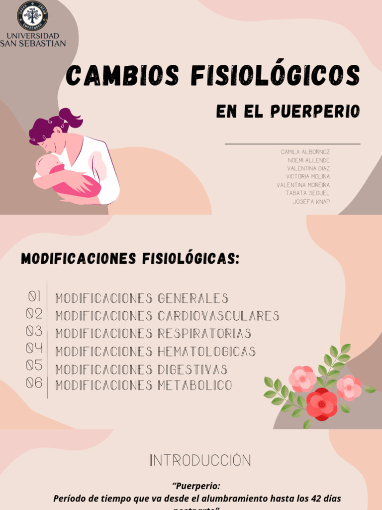 CAMBIOS FISIOLOGICOS EN El puerperio | PDF | Periodo posparto | Fisiología