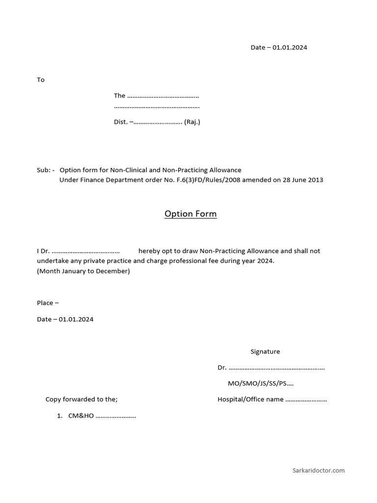 Option Form 2024 | PDF