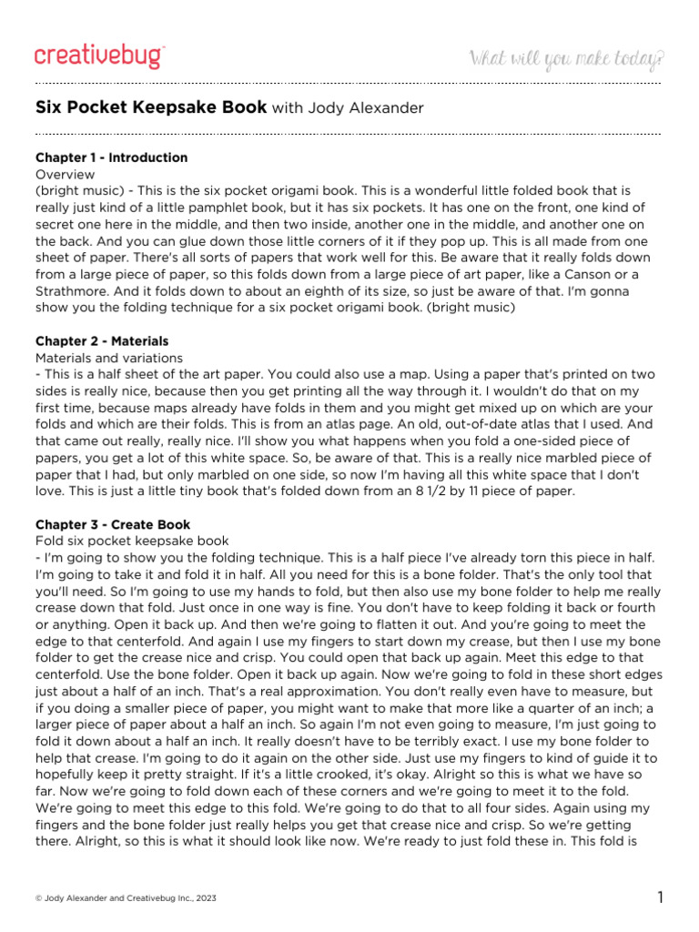 Six Pocket Keepsake Book - Transcript | PDF | Books | Origami