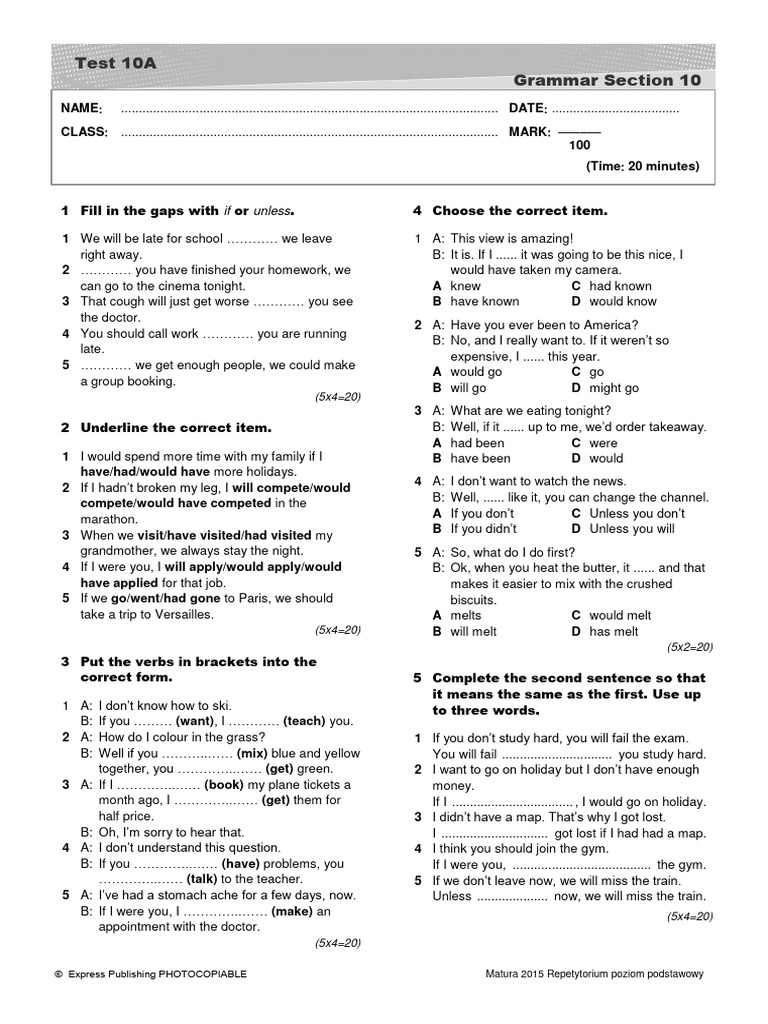 2 Matura 2015 Repetytorium PP Grammar Section Tryby Warunkowe | Download Free PDF | Grammar | Syntax