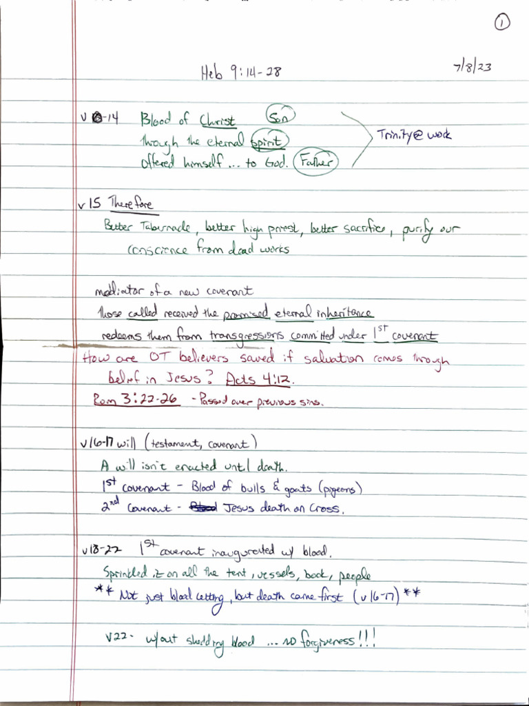 Bible Study Notes - Hebrews 9-14-28 | PDF