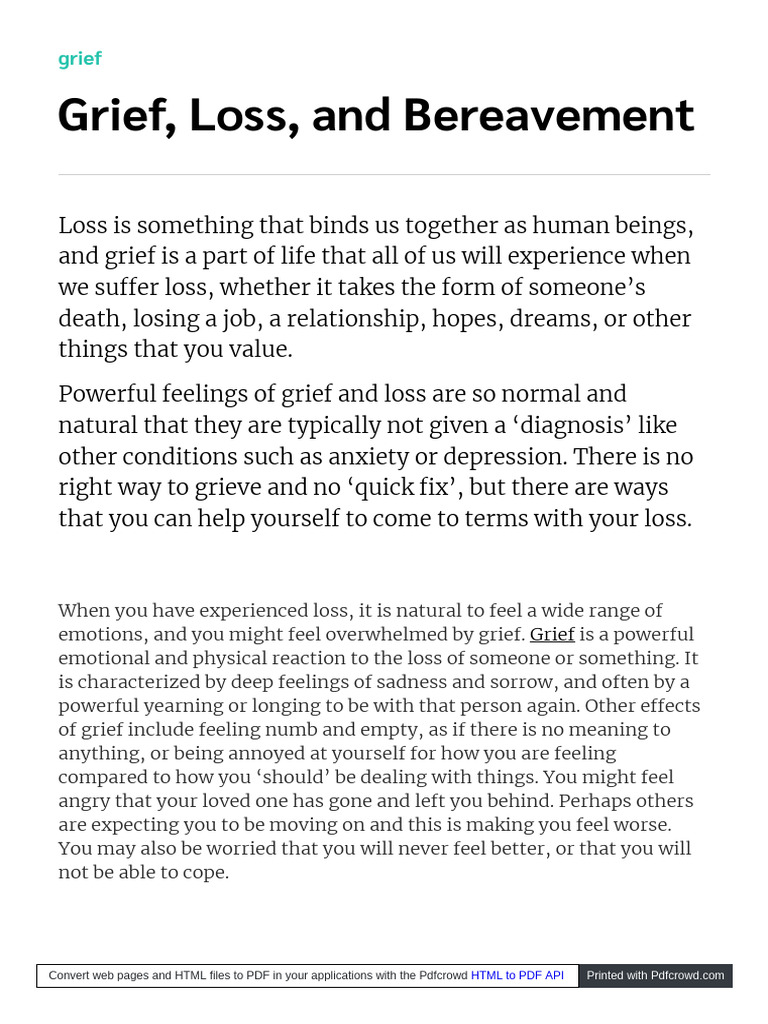 Understanding Grief and Loss | PDF | Grief | Grief Counseling