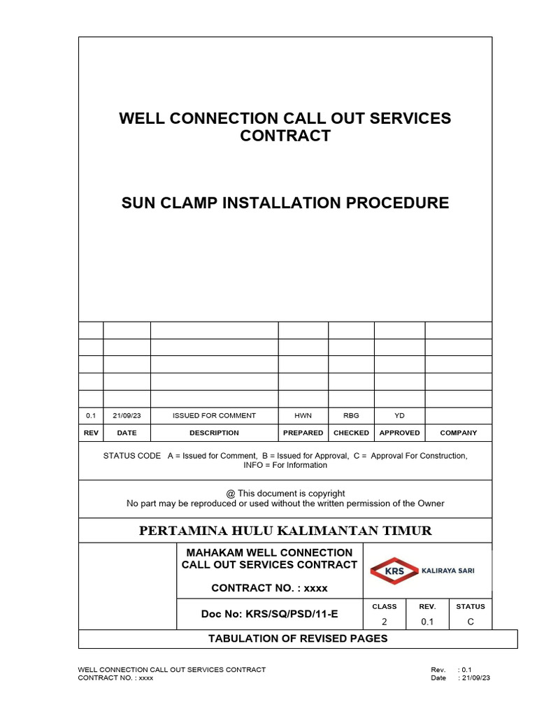 11 Sun Clamp Procedure Rev0 | PDF | Mechanical Engineering