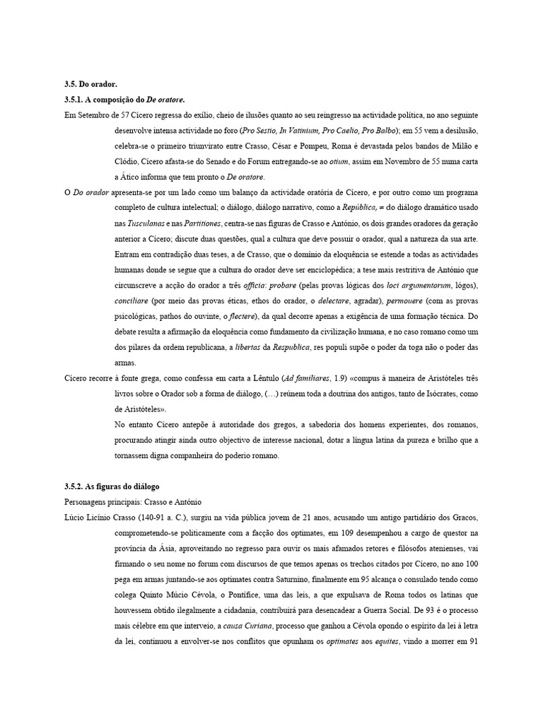 Análise do "De Oratore" de Cícero | PDF | Cícero | Palestra
