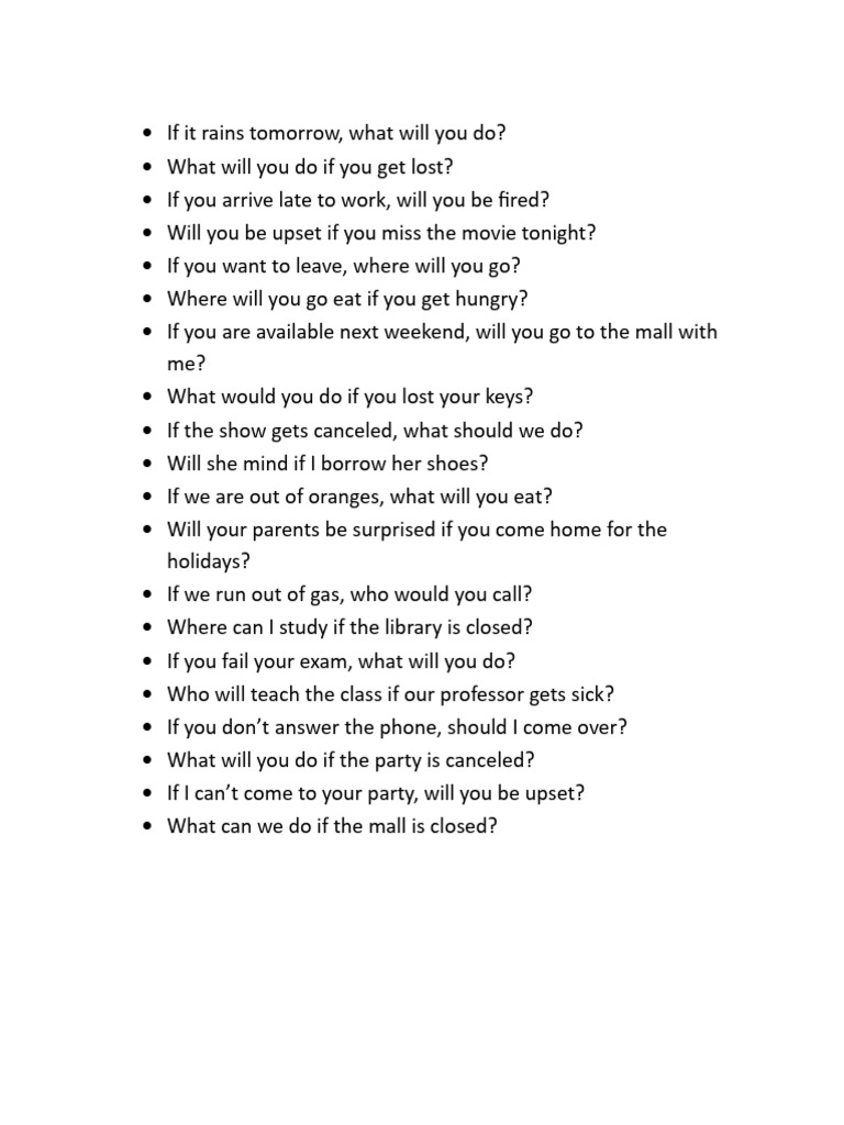 First Conditional Questions | PDF