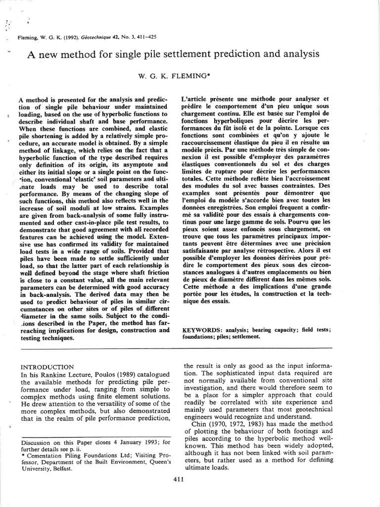 Pile Settlement Prediction Fleming | PDF Pile Settlement Prediction Fleming | PDF