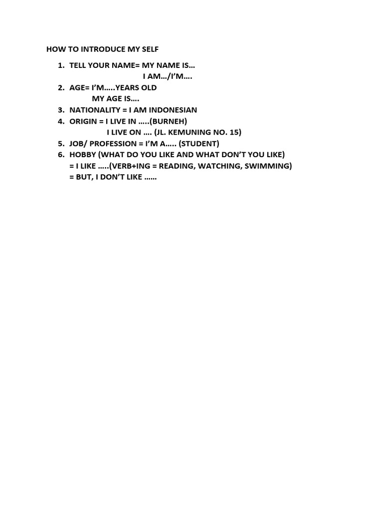 How To Introduce My Self | PDF