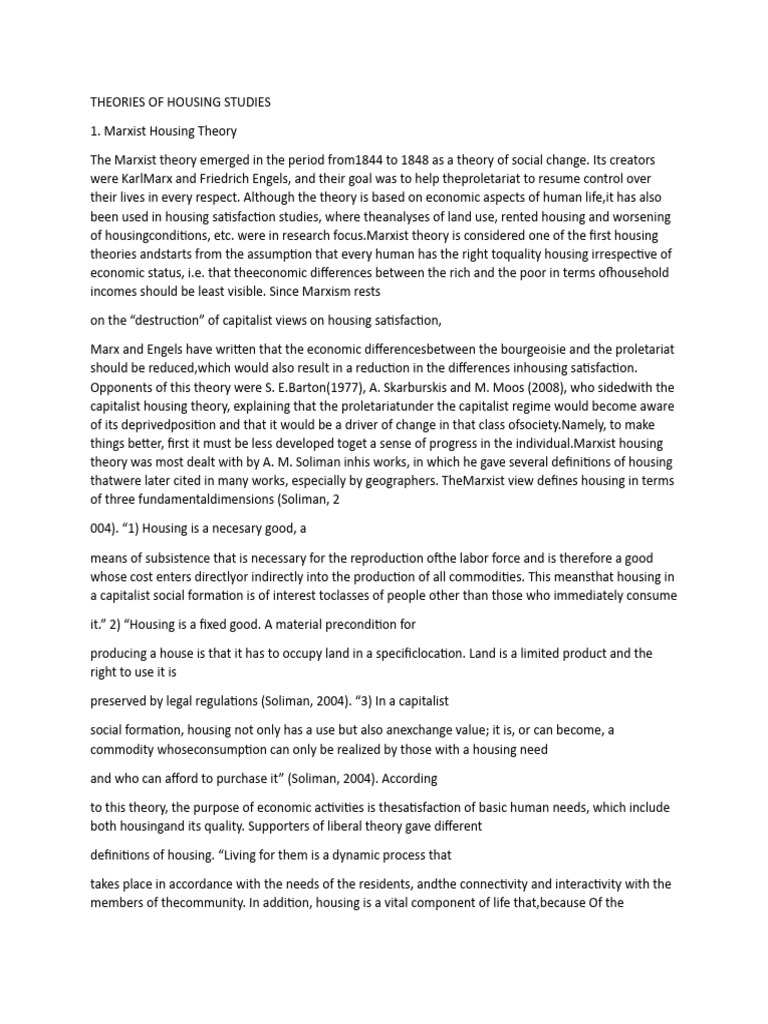 Overview of Housing Theories | PDF | Marxism | Happiness