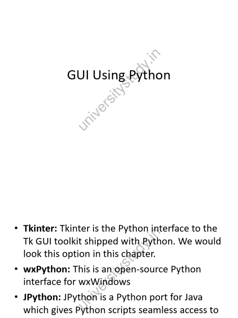 Building Gui Using Python Pdf Graphical User Interfaces Python Programming Language