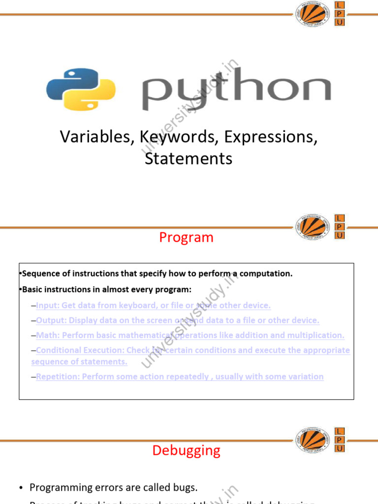Variablesexpression And Statements Pdf Computer Program Programming