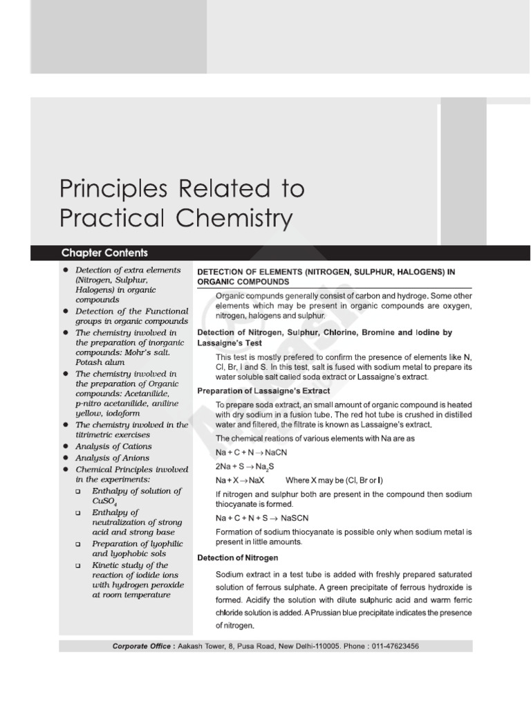 Principles Related To Practical Chemistry | PDF
