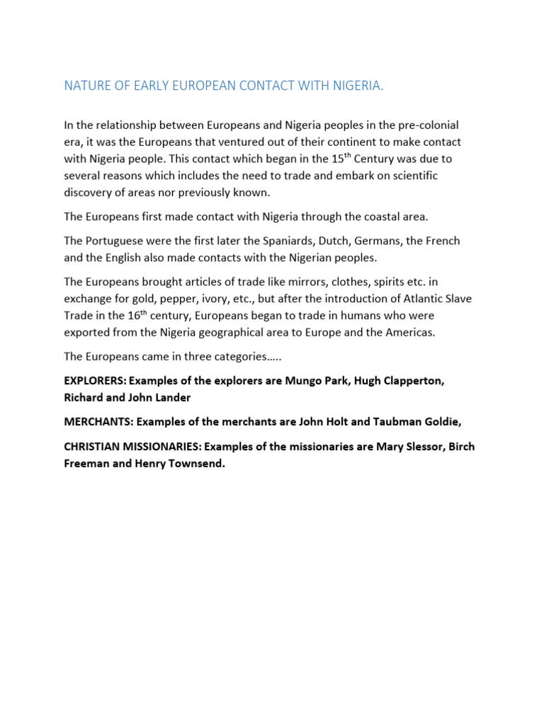 4498 - Early European Contact With Nigeria | PDF