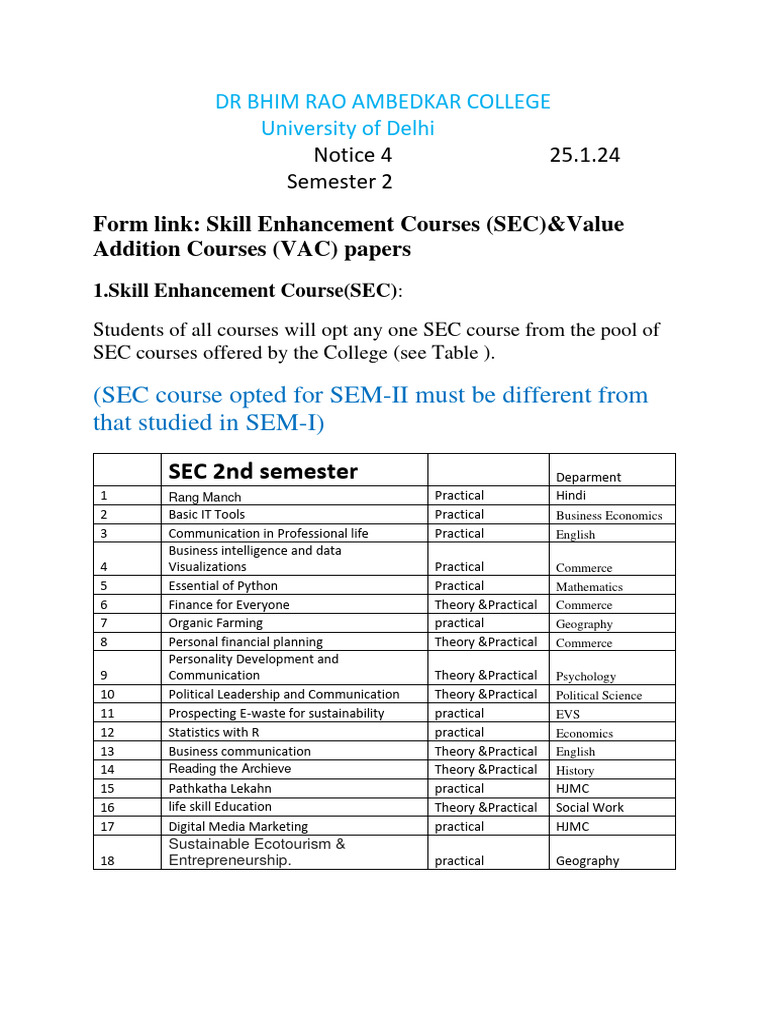 Notice 4, Sem2, Vac and Sec Link | PDF | Science