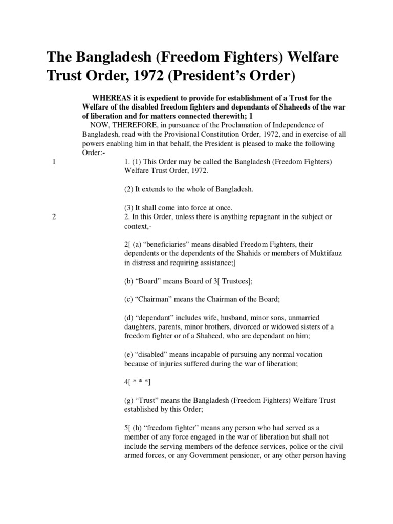 Bangladesh Freedom Fighters Welfare Trust | PDF | Audit | Trust Law