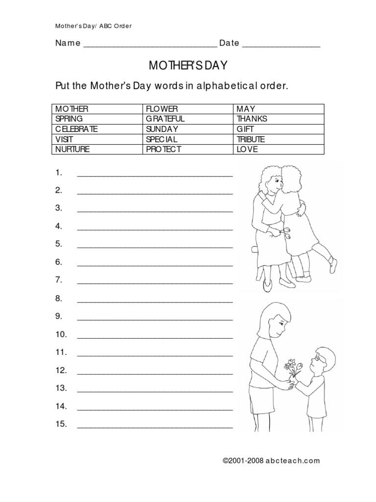 Abcorder Mothersday | PDF | Language Arts & Discipline