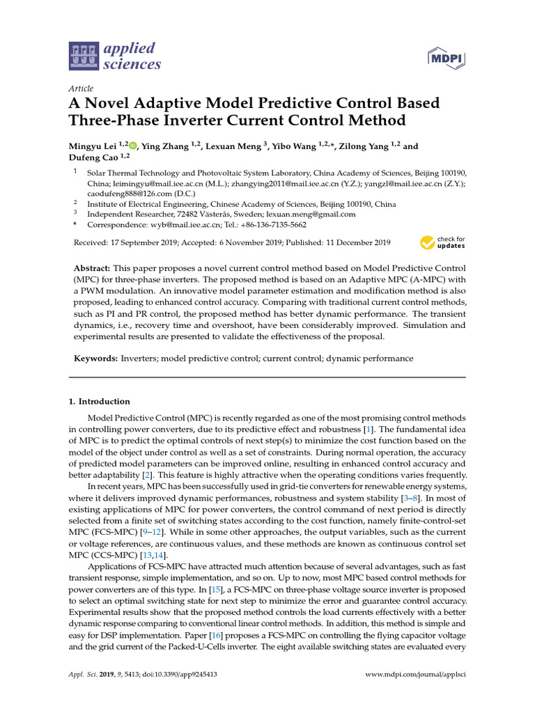 Adaptive MPC Current Control-1 | PDF | Power Inverter | Loss Function