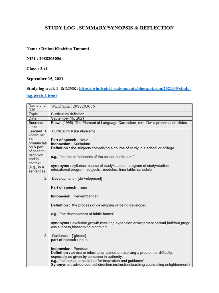 Curriculum Development Study Log | PDF | Curriculum | Learning
