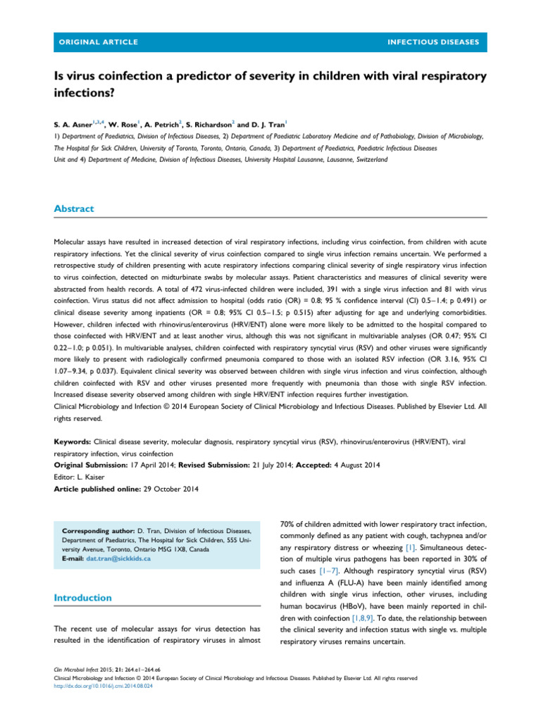 Virus Coinfection and Severity in Children | PDF | Infection | Virus