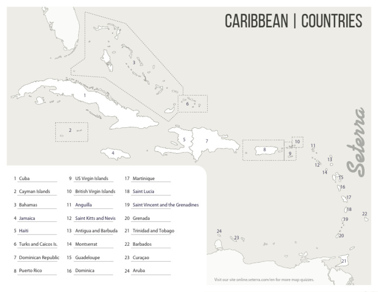 Caribbean Countries Map Quiz | PDF | Caribbean