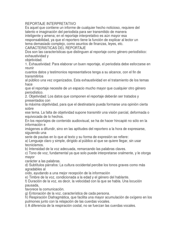 Reportaje Interpretativo | PDF | Narración