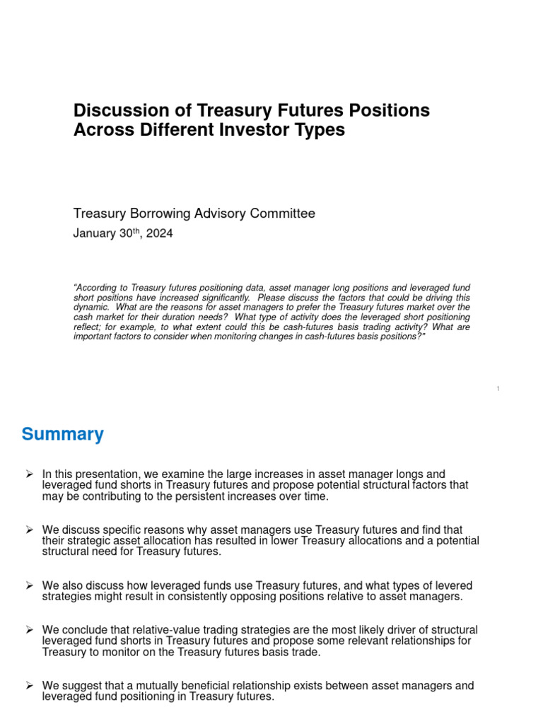 TBAC Basis Trade Presentation | PDF | Futures Contract | Bond Duration