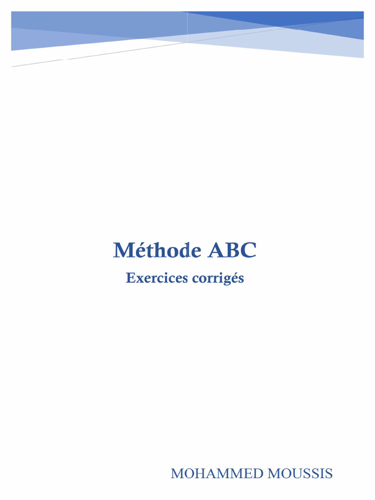 Etudes de Cas Méthode ABC Moussis Mohammed | PDF