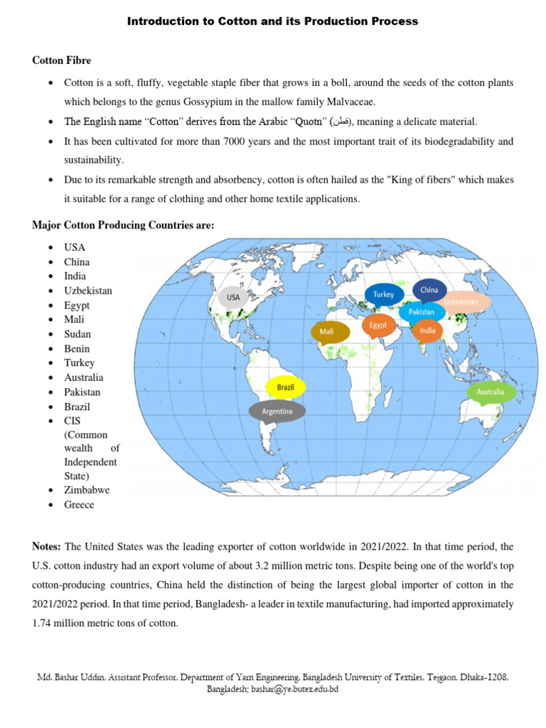Sheet - Introduction To Cotton | PDF | Cotton | Agriculture
