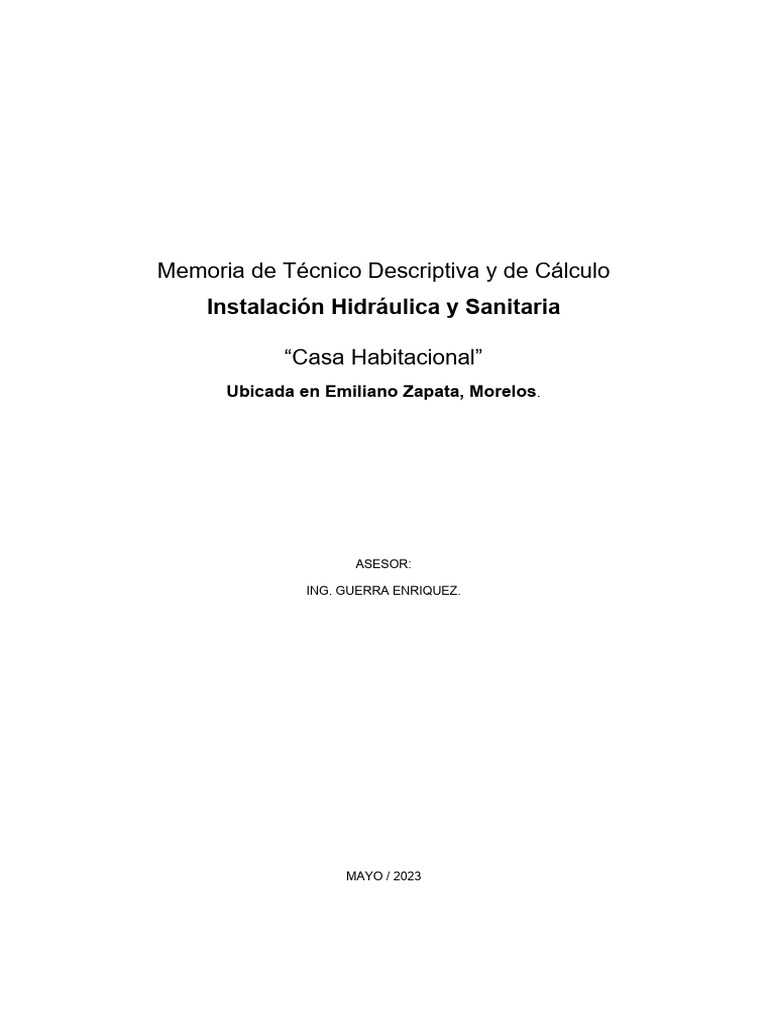 Memoria de Calculo Hidrosanitaria Casa Habitacion | PDF | Cobre | Agua Memoria de Calculo Hidrosanitaria Casa Habitacion | PDF | Cobre | Agua