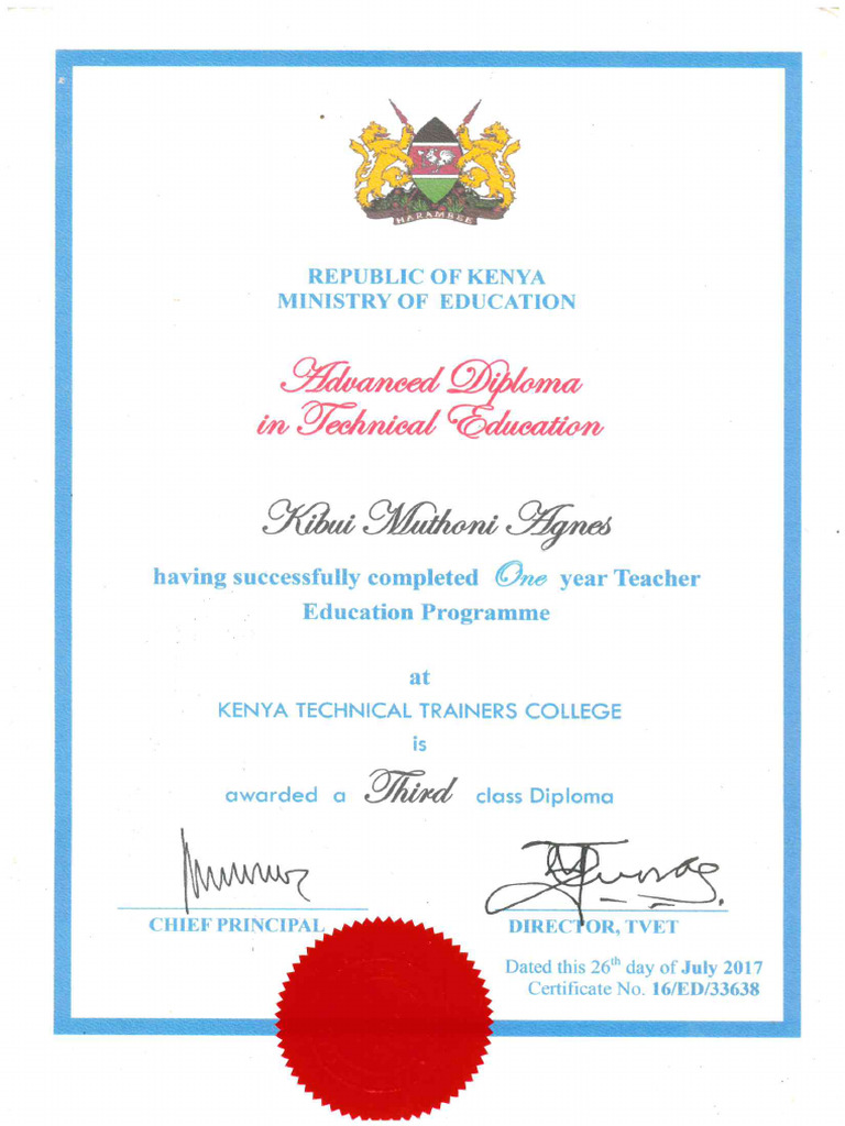 KTTC Certificate | PDF
