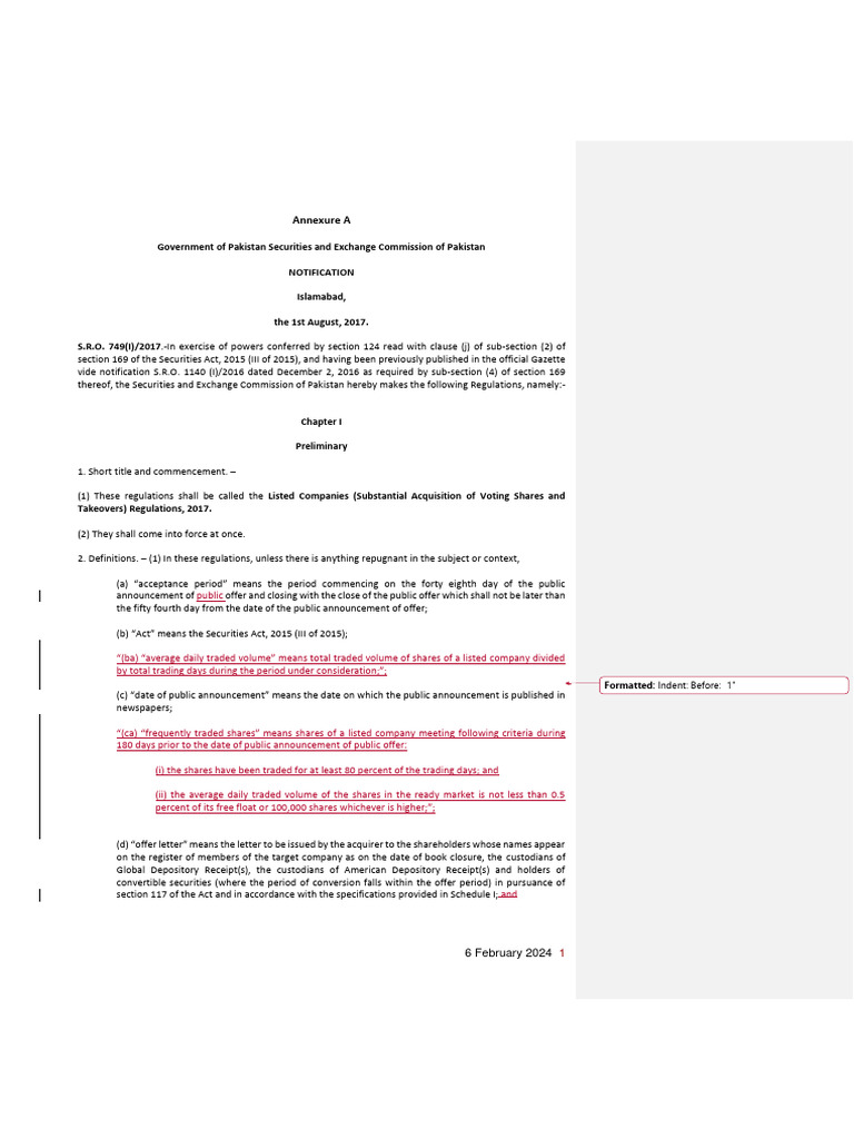 Major Amendment in Takeover Law: With Tracking As Made in 2024 | PDF ...