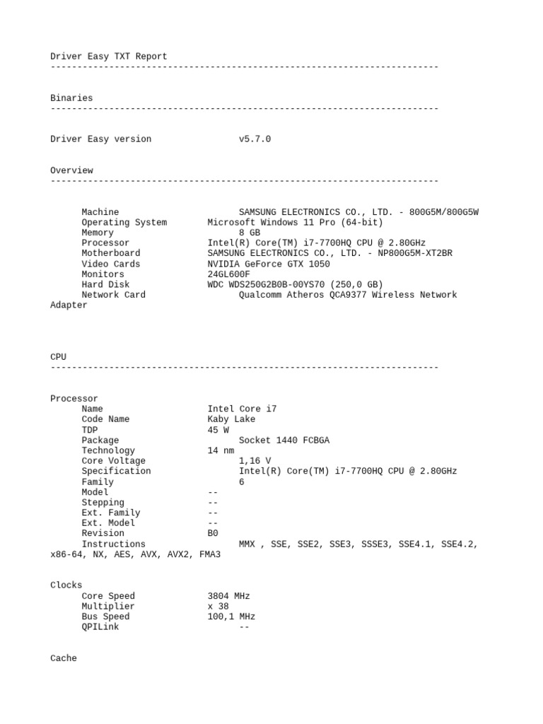 DriverEasy PCInfo | Download Free PDF | Intel | Central Processing Unit